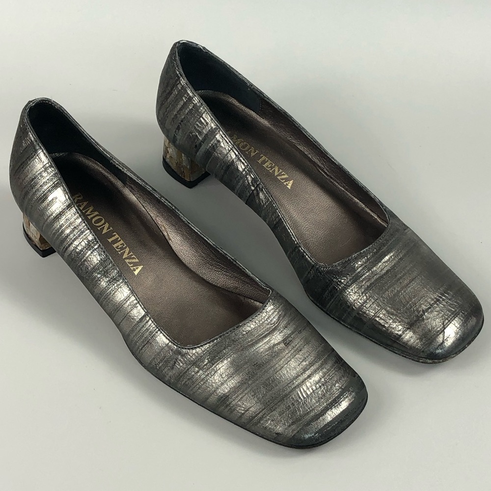 Ramon Tenza Women’s Leather Chunky Heels Size 6.5b - Gem